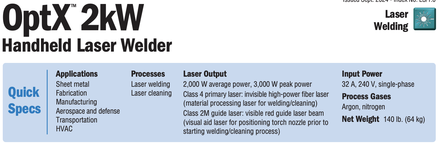 OptX™ 2kW, 240V, SOLDADORA LASER MILLER – Soldectron